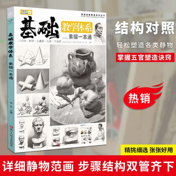 基础教学体系素描一本通   沐尚文化祁达 美术生零基础铅笔画素描静物石膏教程美术高考临摹范本书籍