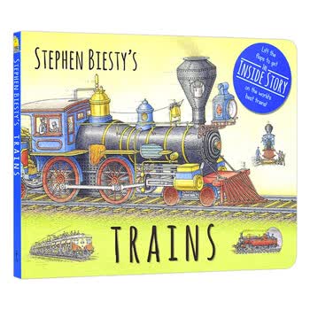 火车进化史 英文原版 Stephen Biesty's Trains 火车百科知识绘本翻翻书 英文版儿童英语启蒙纸板书 进口原版书籍