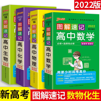 【新教材专用】2022版pass绿卡图书图解速记 高中公式定律口袋书高一高二高三通用高中必修+选修 高中数学+物理+化学+生物共4本（数物化生）