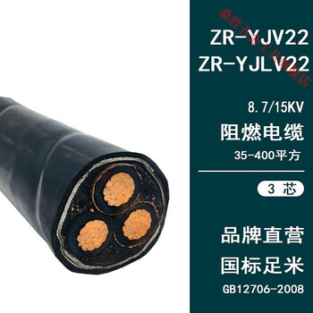 国标高压8.7 15电缆ZR YJV22 3芯 50 70 95 120 185 240 铝铜10K 铜高压10KV 3*120平方(1米) 默认【图片 价格 品牌 报价】-京东