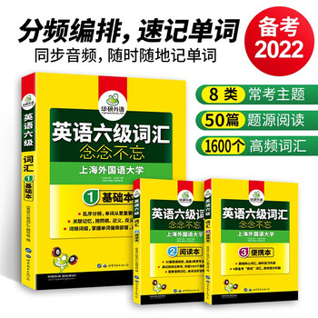 华研外语（备考2022.6）新题型）英语六级词汇 大学英语6级词汇书专项训练 单词念念不忘