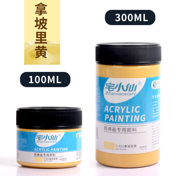 丙烯颜料防水手绘画材料diy墙绘彩绘工具24色画鞋子12色300ml白色炳稀染料不掉色儿童涂鸦丙 拿坡里黄 100ml