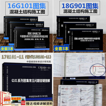 2020建筑钢筋混凝土结构施工图16g17G101系列图集平法18g901全套 17G+18G 共4本 赠送电子版资料
