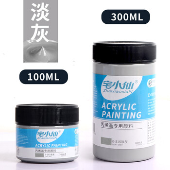 丙烯颜料防水手绘画材料diy墙绘彩绘工具24色画鞋子12色300ml白色炳稀染料不掉色儿童涂鸦丙 淡灰 100ml