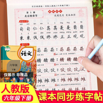 小学生六年级下册语文同步练字帖田英章楷书字帖人教版写字课课练生字笔画笔顺练字帖儿童正楷临摹描红练字贴 【六年级下册】写字课课练