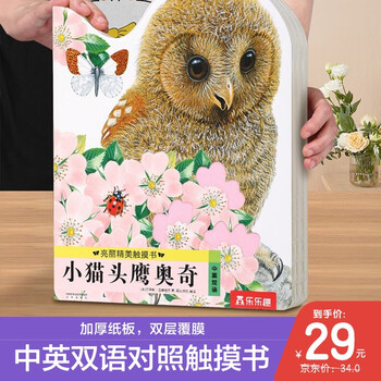 乐乐趣【任买一本】亮丽精美触摸书小兔比利绘本0-1-2-3岁中英双语早教启蒙认知纸板书感官刺激耐翻看 小猫头鹰奥奇