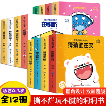 奇妙洞洞书0-3岁 洞洞书 撕不烂早教书 幼儿智力开发玩具立体翻翻书 宝宝启蒙认知书 全12册 宝贝的奇妙洞洞书 全12册
