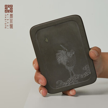 国家非遗 易水砚台 小雪节气限定款 天然原石老坑砚厂家直销包邮 文房四宝 毛笔砚台 礼品学生砚台收藏 松鹤望月