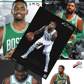 凯里欧 文库里海报1套8张篮球 NBA球星周边写真宿舍墙贴纸批发 欧文海报(8张随机)