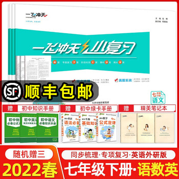 2022春季 天津一飞冲天小复习七年级下册语文数学英语全3本天津版初一七年级下册教材同步单元卷期中期末卷