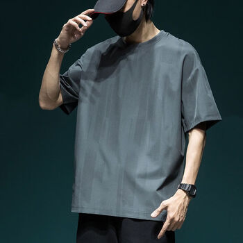 FHRU夏季新款男士冰丝男装t恤宽松潮流到底上衣男 505深灰色 L码[105-120斤]【图片 价格 品牌 报价】-京东