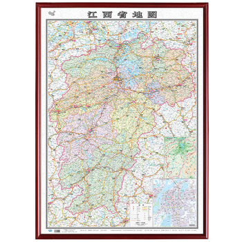 【定制边框】2022年新 中国分省地图 木框装裱挂图 1.1米*0.8米 江西省地图
