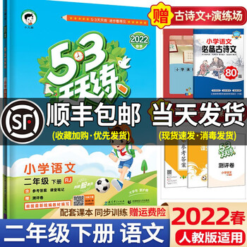 2022春53天天练二年级下册语文数学人教版五三天天练2年级下册课本同步练习册测试卷课堂练习题 二年级下册 语文 人教版