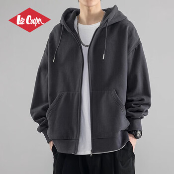 Lee Cooper开衫卫衣男春秋款美式潮牌重磅夹克男生衣服连帽情侣上衣男装潮流 深灰色 L码【图片 价格 品牌 报价】-京东