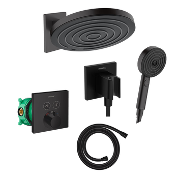 汉斯格雅（Hansgrohe）暗装花洒沛适飞恒温入墙隐藏式花洒套装 24141677摩登黑【图片 价格 品牌 报价】-京东