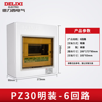 德力西配电箱PZ30照明暗工厂总空开关盒强电源电控布线箱 PZ30-6回路 明装【图片 价格 品牌 报价】-京东