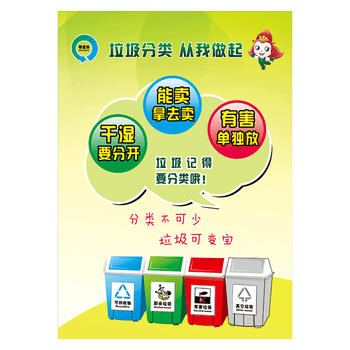 生活垃圾分类投放指南宣传画环境保护从我做起海报挂图环保贴画覆膜防水贴纸TMP31 TMP31-01 垃圾分类从我做起 100*70厘米 覆膜防水PP贴纸