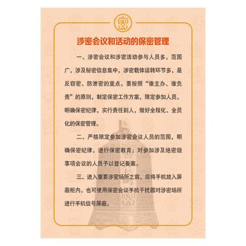 保密安全海报挂图制度牌宣传画保密行为展板墙贴画贴纸NAH50 NAH50-05 涉密会议和活动的保密管理 60*40厘米 覆膜防水PP贴纸