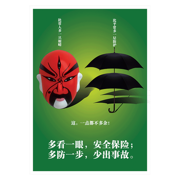2022年安全生产月宣传画海报挂图展板企业文化安全文化宣传栏墙贴画NAH NAH03 多看一眼 70*50厘米 覆膜防水PP贴纸