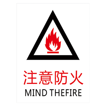 消防安全标志标识牌禁止吸烟NOSMOKING中英文禁烟标示贴提示牌TEP TEP71 注意防火标识 30*20厘米 覆膜防水PP贴纸