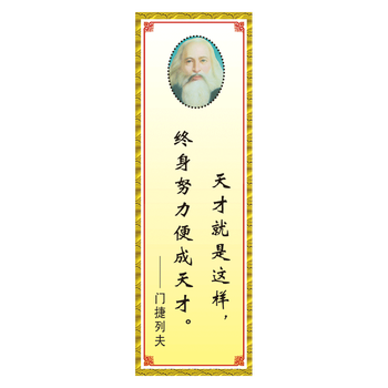 名言警句宣传标语挂图宣传画名人名言头像肖像励志墙贴画覆膜OA OA02 门捷列夫 87*28厘米 覆膜防水PP贴纸