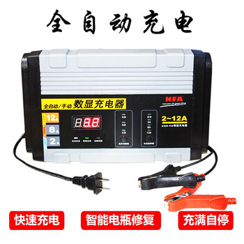 nfa纽福克斯 汽车 电瓶 充电器12V/24v蓄电池 全自动充电机 智能修复 电源 高频快速充 6814N 12A/12v【图片 价格 品牌 ...