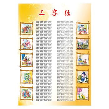 中华国学教育挂图中国传统文化展板宣传画海报弟子规三字经贴画SCM SCM02 三字经 40*30厘米 覆膜防水PP贴纸