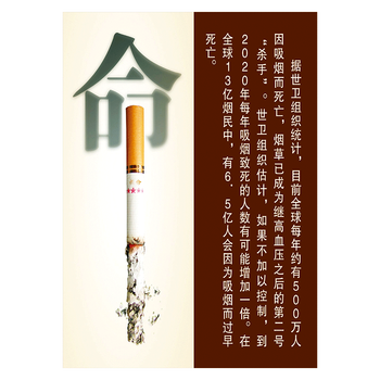 禁止吸烟标贴纸标语标识控烟禁烟公益广告文化招贴画挂图无烟校园宣传画覆膜防水贴纸TYH TYH05 温馨提示请勿吸烟 70*50厘米 覆膜防水PP贴纸