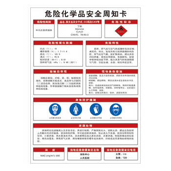 定制危险化学品安全周知卡告知卡职业病危害告知牌卡警示牌标志标示标识牌NFH NFH21 危险化学品安全周知卡 丁酮 60*40厘米 PVC塑料板