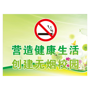 禁烟公益广告文化宣传画挂图标语海报禁止吸烟您已进入无烟场所控烟招贴画覆膜防水贴纸TYH TYH33 无烟校园宣传画 60*40厘米 覆膜防水PP贴纸