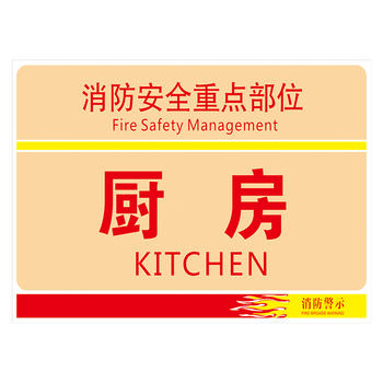 定制消防安全标志牌警示牌提示牌标示贴标识牌标示贴TEP75 TEP75-06 厨房 20*15厘米 PVC塑料板