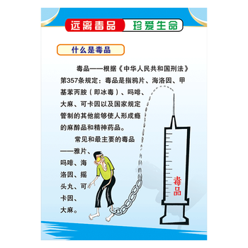 禁毒展板宣传栏远离毒品珍爱生命宣传画挂图海报标语墙贴画覆膜贴纸OGH12 OGH12-02 什么是毒品 120*80厘米 覆膜防水PP贴纸