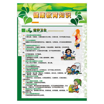 健康教育知识宣传画挂图海报学校社区健康宣传栏墙贴画户外覆膜防水贴纸WSH63 WSH63-02 营养卫生 80*60厘米 覆膜防水PP贴纸
