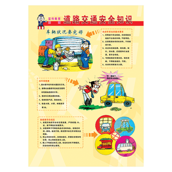 道路交通安全知识宣传画海报宣传教育顺口溜挂图宣传栏展板墙贴画覆膜贴纸JTC JTC08 车辆状况要完好 70*50厘米 覆膜防水PP贴纸