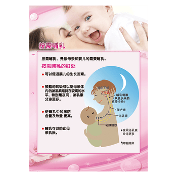 医院妇产科宣传画海报母乳喂养知识挂图24小时母婴同室墙贴画覆膜贴纸OFH17 OFH17-02 按需哺育 100*70厘米 覆膜防水PP贴纸