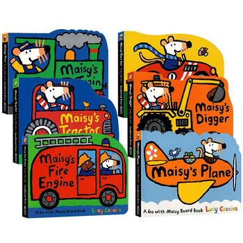 Maisy Car Plane Train 小鼠波波交通工具英文原版绘本纸板书翻翻书6本2-5岁车迷