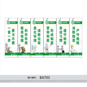 6S宣传画6S标语6S管理6S现场管理6s宣传标语贴纸BAT BAT05 6S管理标语 87*28厘米X6张