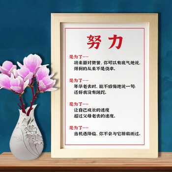 努力的意义 书房挂画中高考加油礼物励志字画摆件书法座右铭实木相框挂墙画框UTK UTK26 努力 A3(挂墙专用)