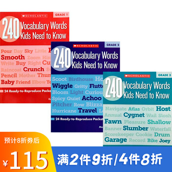 小学低年级 1-3年级 英文原版 240 Vocabulary Words Kids Need to Know 学乐练习册3册 240个词汇
