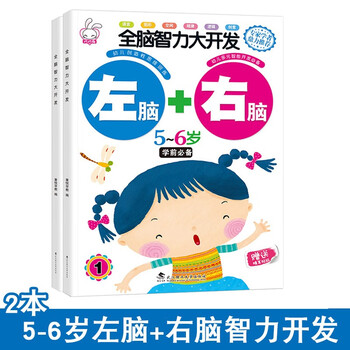 逻辑思维训练左右脑全脑开发儿思维训练2-3-4-5-6岁幼儿开发智力的书早教启蒙专注力游戏 5-6岁左脑+右脑2本