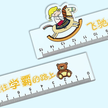 米小圈文具尺子亚克力直尺15cm直尺透明卡通尺子画线刻度尺送男孩女孩儿童节日礼物 亚克力格尺李黎4把