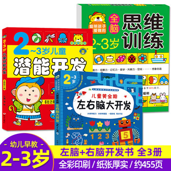 全套3册2-3岁儿童潜能开发全书幼儿宝宝左右脑开发书大脑智力全脑思维训练早教书逻辑思维训练书籍专注力