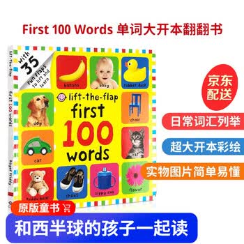 First 100 Words 单词大开本 纸板翻翻书 启蒙认知 进口英文原版 送音频
