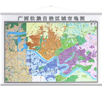 广西地图+南宁城市地图 双面印刷 1.4米*1米 附柳州玉林城市图