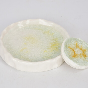 水流星陶艺冰裂釉裂纹釉艺术釉粉末陶瓷釉料颜料陶艺装饰材料中温 仿冰芽黄纹
