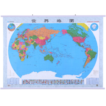 2022年 世界中国地图挂图 1.2米*0.9米 双面覆膜防水带挂杆 世界地图