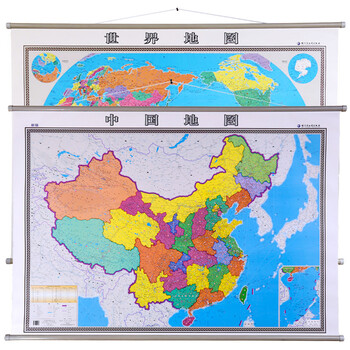 2022年 中国地图+世界地图 加厚纸张 1.4米*1米 覆膜防水挂图