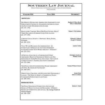 Southern Law Journal, Fall 2011