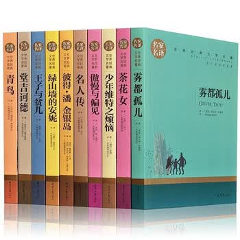 十大经典文学雾都孤儿茶花女少年维特之烦恼傲慢与偏见名人传彼得潘金银鸟绿山墙的安妮王子与贫儿堂吉诃德青