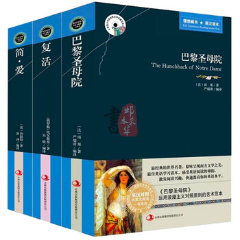【中英双语】世界名著全3册 原著无删减 英文原版+中文 巴黎圣母院复活简爱 英文语课外读物阅读书籍